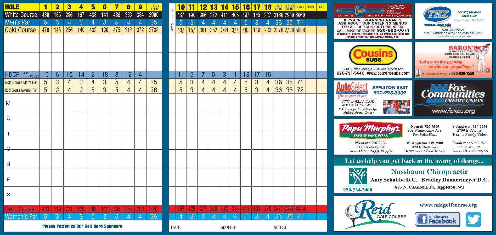 Scorecard-2015 - Reid Golf Course